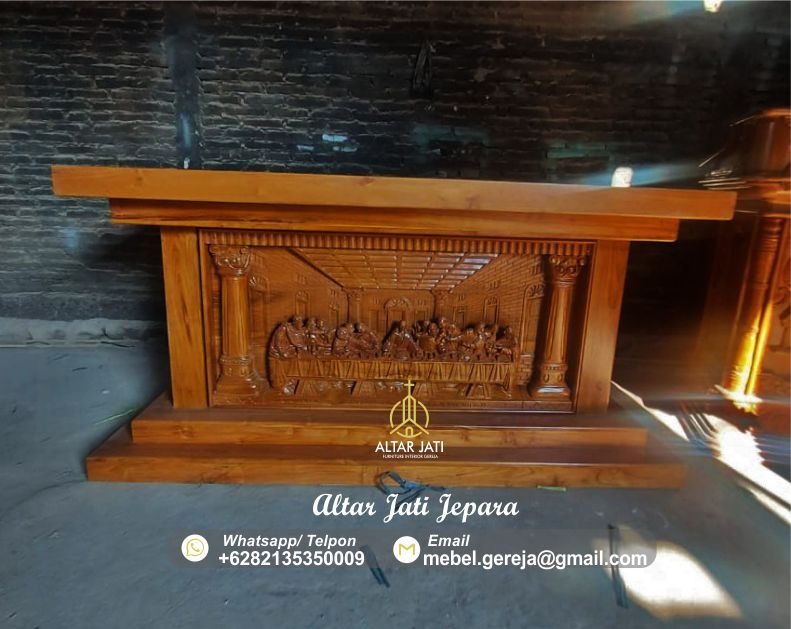 Jual Meja Altar Katolik Perjamuan Jati, Meja Altar Katolik Di Rumah