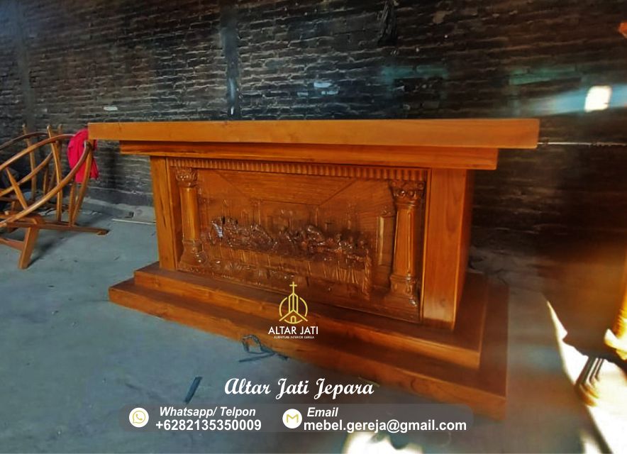 Jual Meja Altar Katolik Perjamuan Jati, Meja Altar Katolik Di Rumah