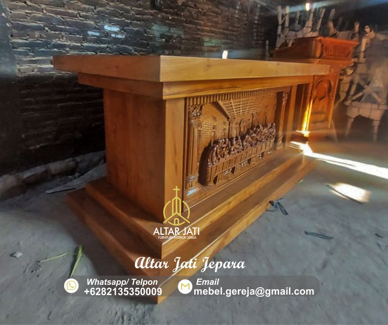 Jual Meja Altar Katolik Perjamuan Jati, Meja Altar Katolik Di Rumah