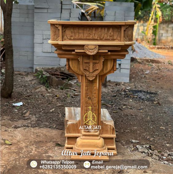 Jual Podium Ceramah Katolik Jati, Podium Gereja Katolik Alleluia