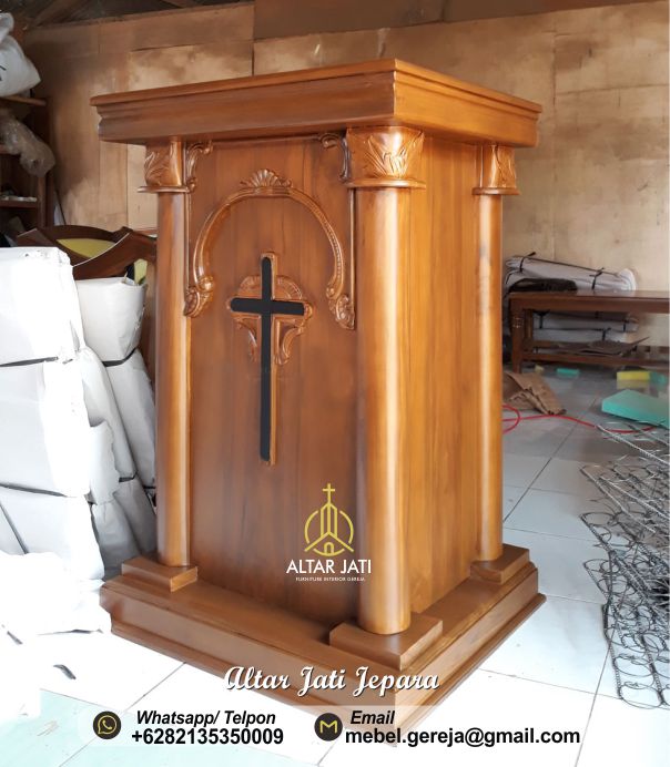 Mimbar Gereja Protestan Ukir Minimalis, Mimbar Gereja Kayu Jati